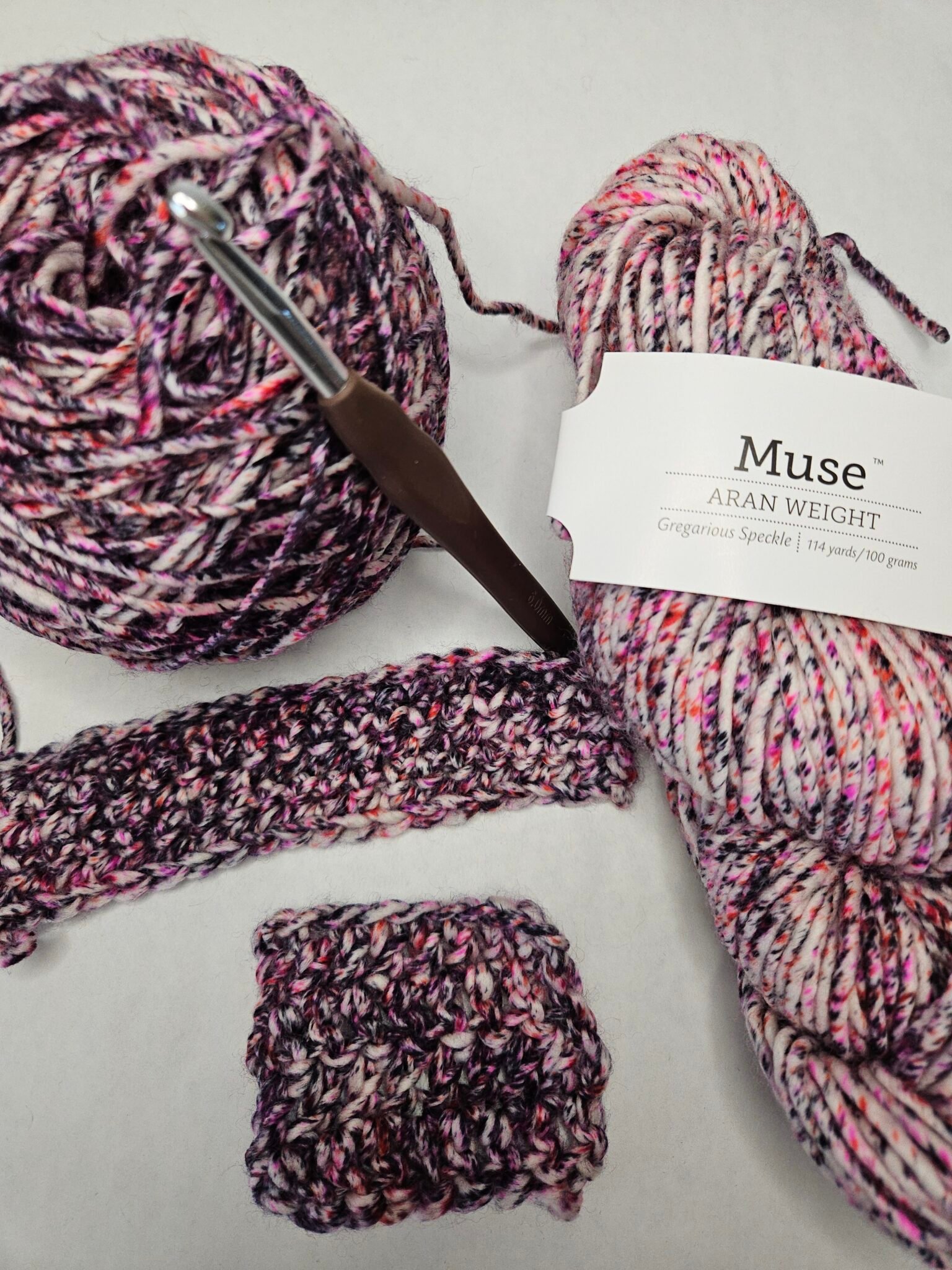 Crochet Swatch Saturday | Muse Aran in Gregarious Speckle by WeCrochet ...